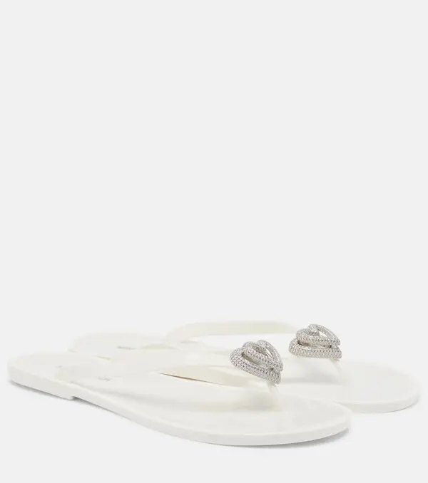 Mach & Mach Riviera Embellished Thong Sandals - White