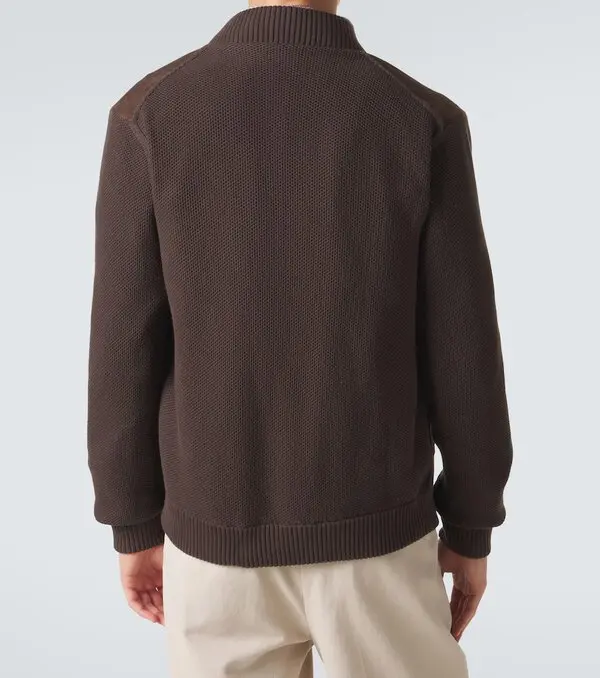 SLOWEAR Cotton-trimmed Suede Bomber Jacket