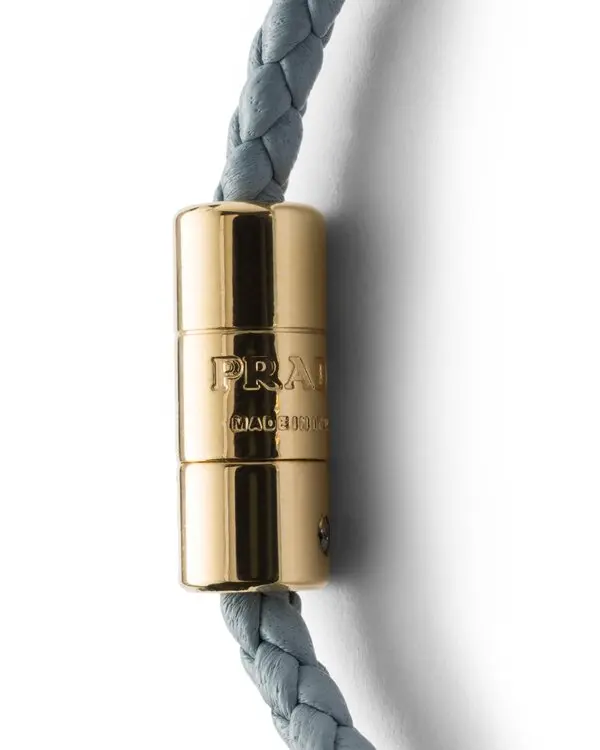 Prada Braided Nappa Leather Charm Bracelet - Light Blue