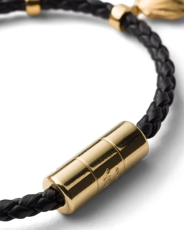 Prada Braided Nappa Leather Charm Bracelet - Black