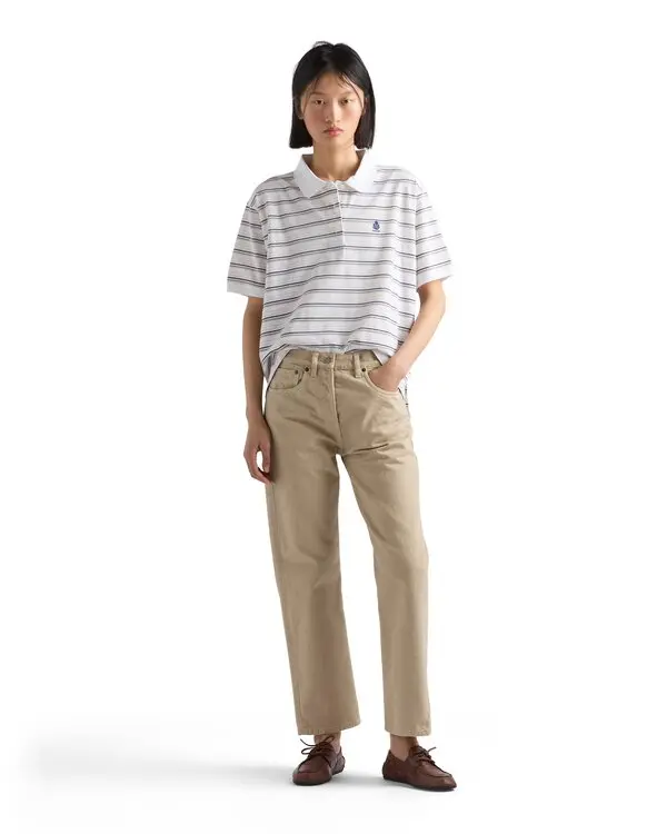 Prada Striped Piqué Polo Shirt - White