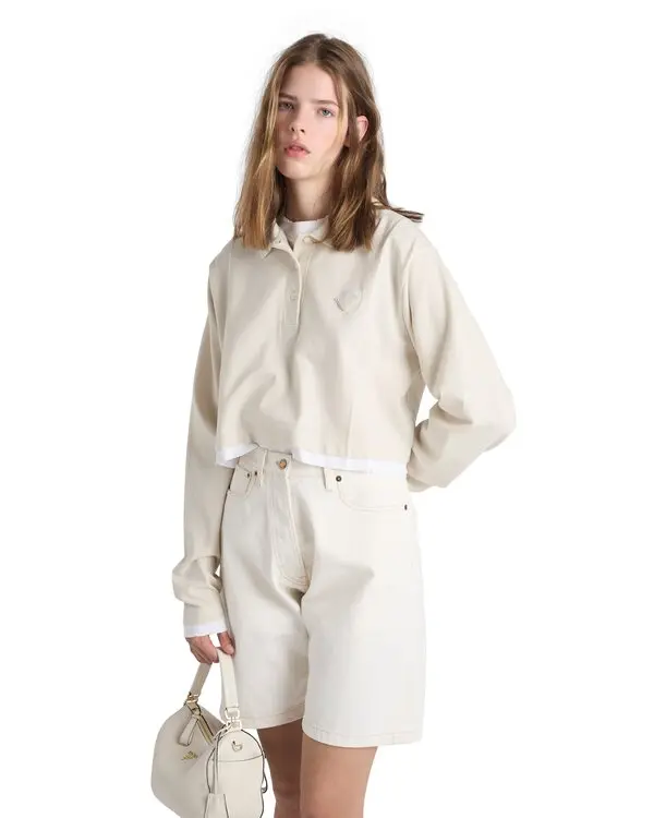 Prada Long-sleeved Piqué And Jersey Polo Shirt - Neutral