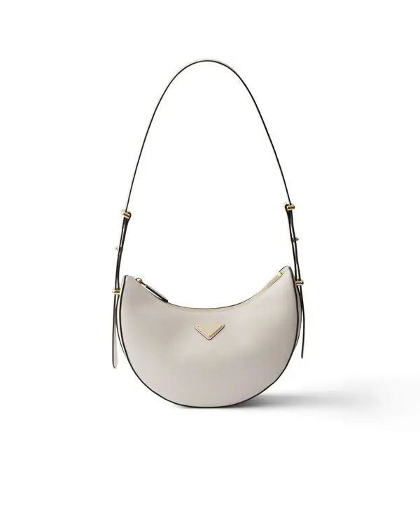 Prada Arqué Small Leather Shoulder Bag - White