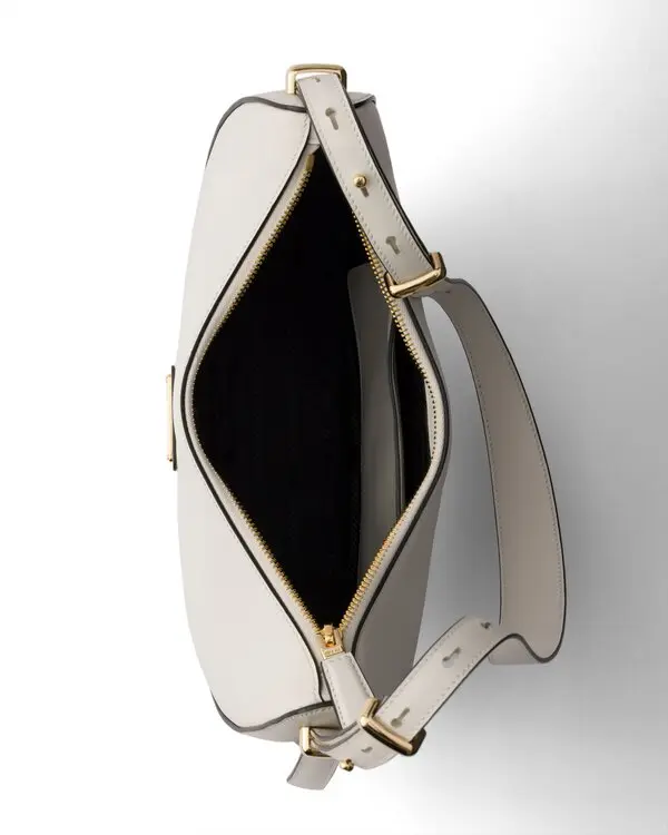 Prada Arqué Small Leather Shoulder Bag - White
