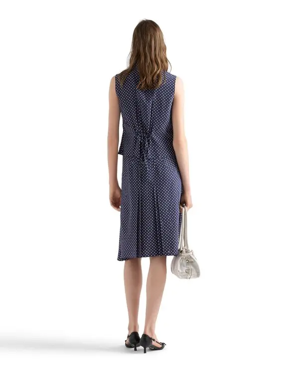 Prada Sleeveless Polka-dot Marocain Silk Shirt