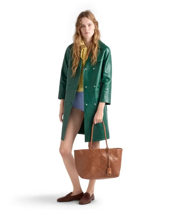 Prada Large Leather Tote Bag - Brown