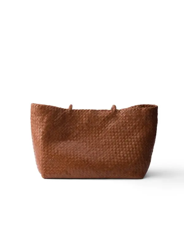 Prada Large Leather Tote Bag - Brown