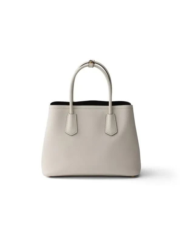 Prada Saffiano Leather Double Medium Bag - Neutral