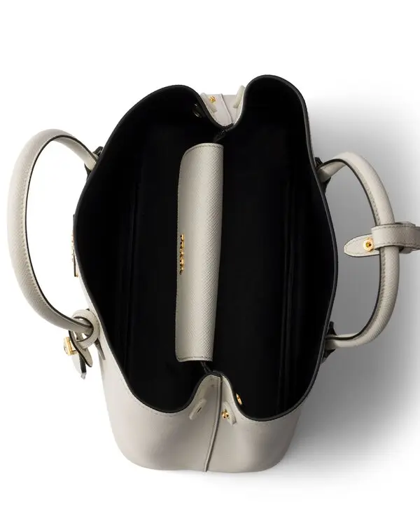 Prada Saffiano Leather Double Medium Bag - Neutral