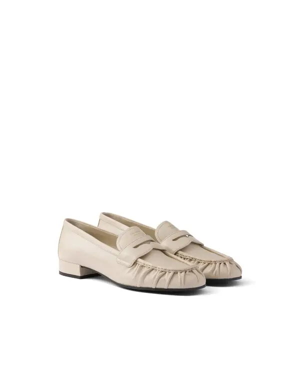 Prada Leather Loafers - Neutral