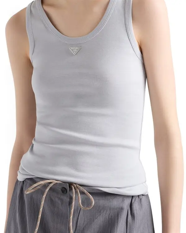 Prada Ribbed Knit Tank Top - Grey