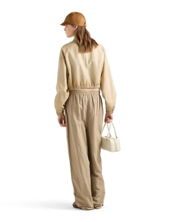 Prada Cropped Nappa Leather Jacket - Neutral