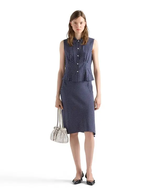 Prada Polka-dot Marocain Flared Skirt