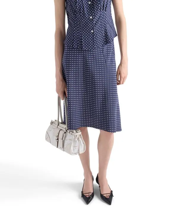 Prada Polka-dot Marocain Flared Skirt