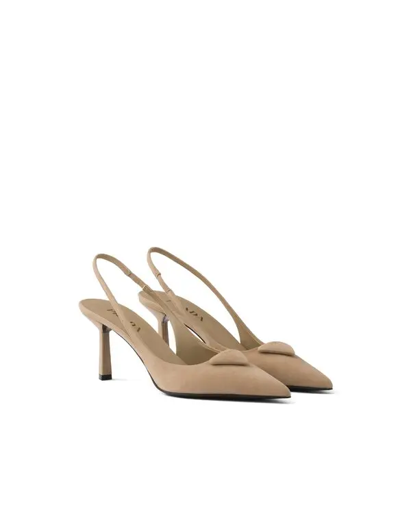 Prada Suede Slingback Pumps - Neutral
