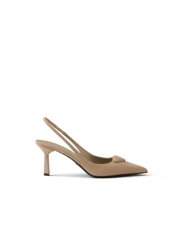 Prada Suede Slingback Pumps - Neutral