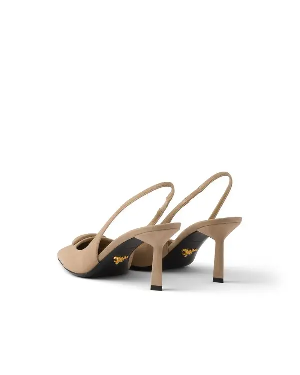 Prada Suede Slingback Pumps - Neutral