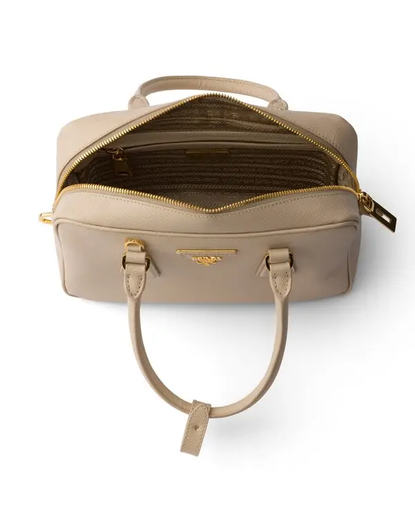 Prada Small Saffiano Leather Top-handle Bag - Neutral