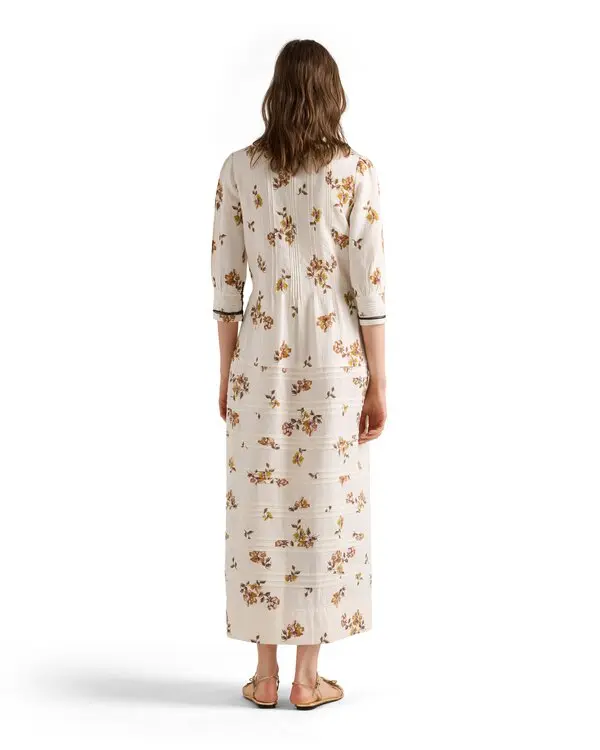 Prada Long Printed Linen Dress - Brown