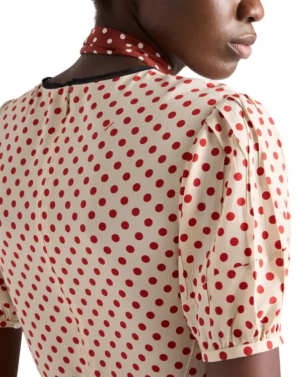Prada Polka-dot Marocain Dress - Neutral