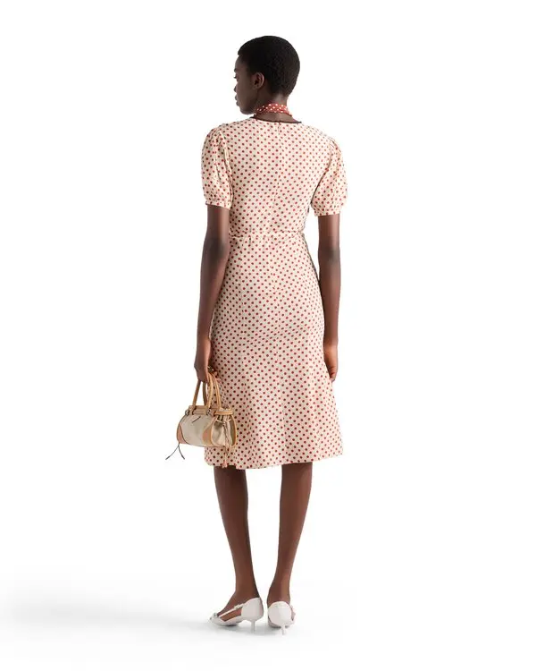 Prada Polka-dot Marocain Dress - Neutral