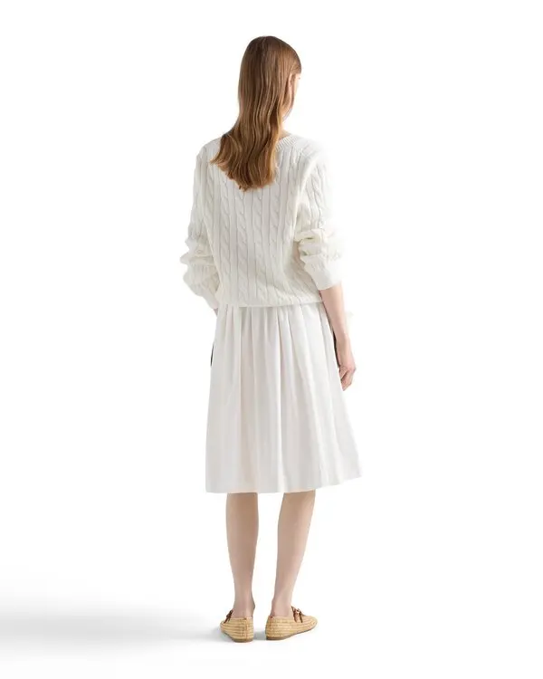 Prada Cable-knit V-neck Cotton Sweater