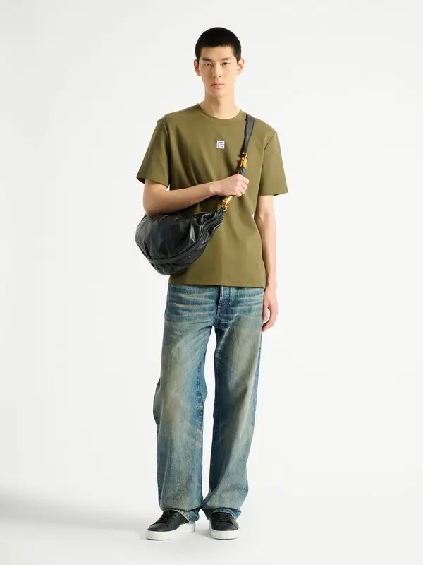 Balmain Embroidered Pb Logo T-shirt - Khaki