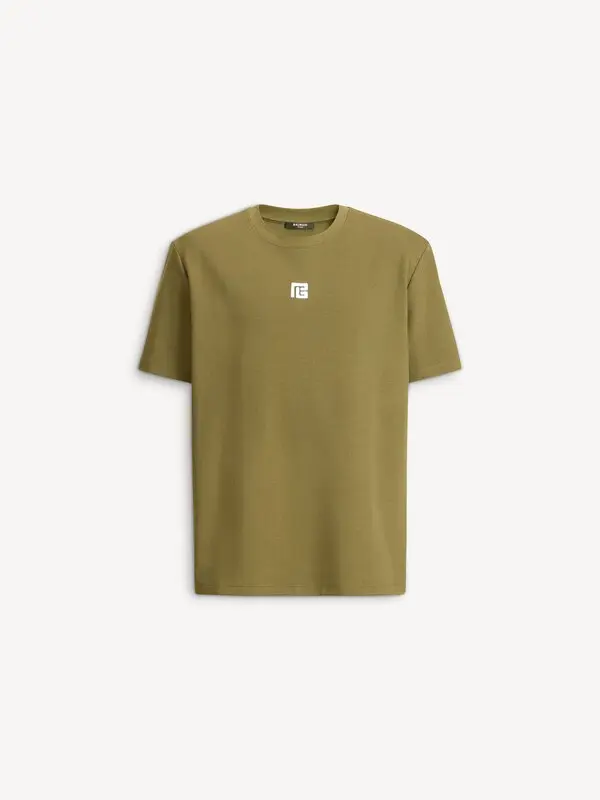 Balmain Embroidered Pb Logo T-shirt - Khaki