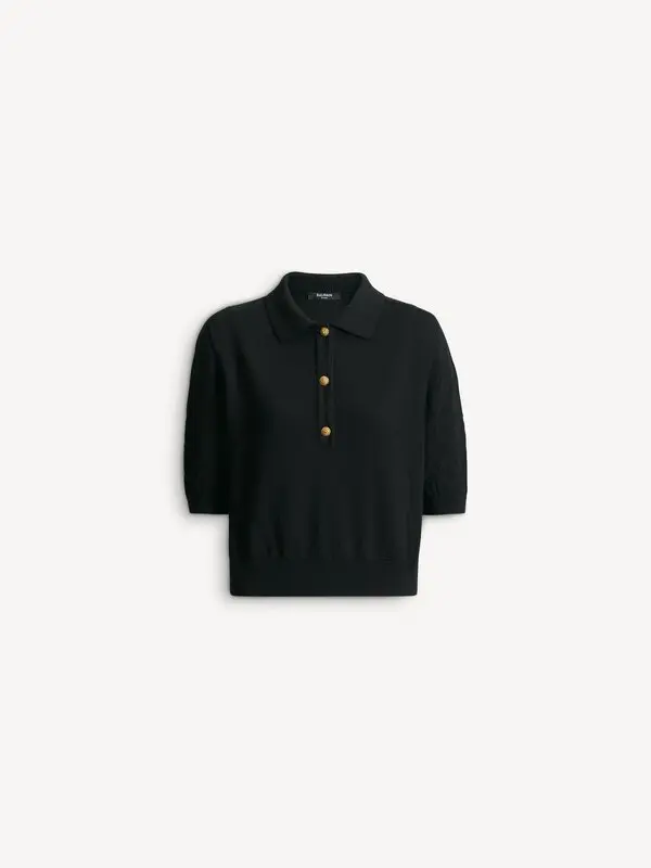 Balmain Knitted 3-button Polo - Black