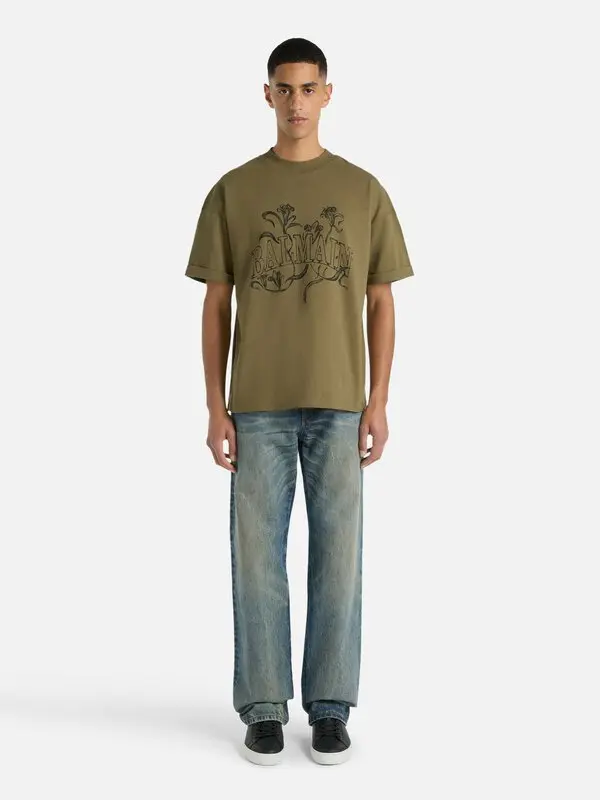 Balmain Printed Bloom T-shirt - Khaki