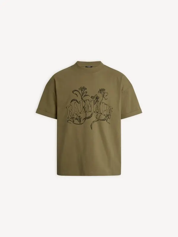 Balmain Printed Bloom T-shirt - Khaki