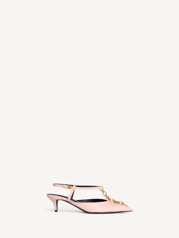 Balmain Sync Chain Kitten Heel Slingbacks - Pink