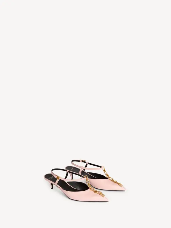 Balmain Sync Chain Kitten Heel Slingbacks - Pink