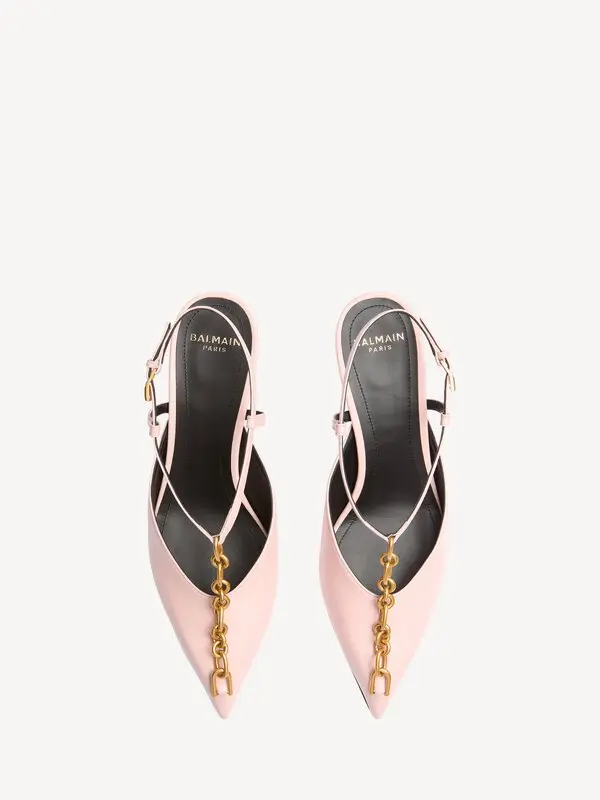Balmain Sync Chain Kitten Heel Slingbacks - Pink