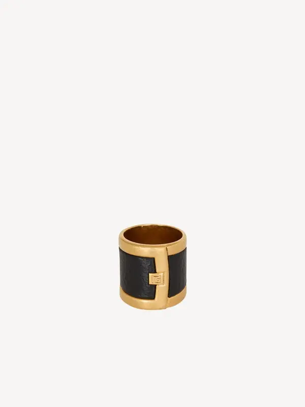 Balmain Anthem Ring In Brass And Resin - Black
