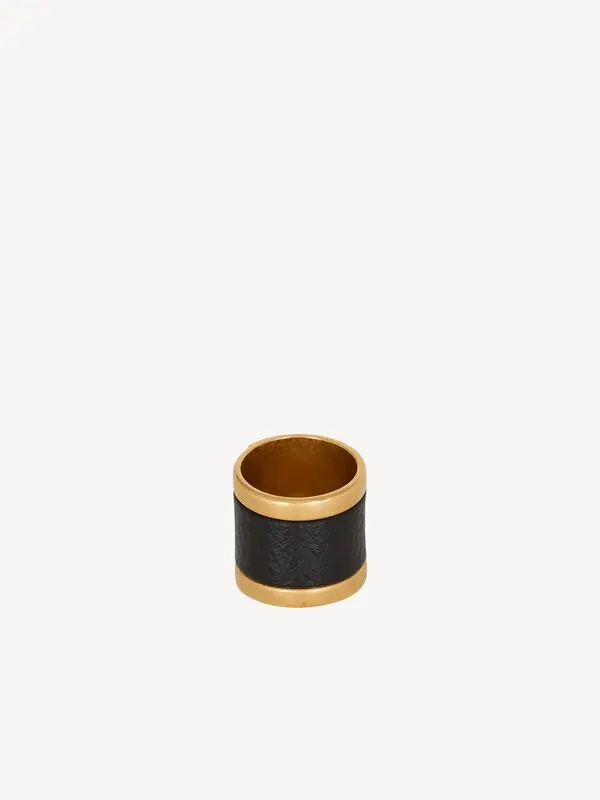 Balmain Anthem Ring In Brass And Resin - Black