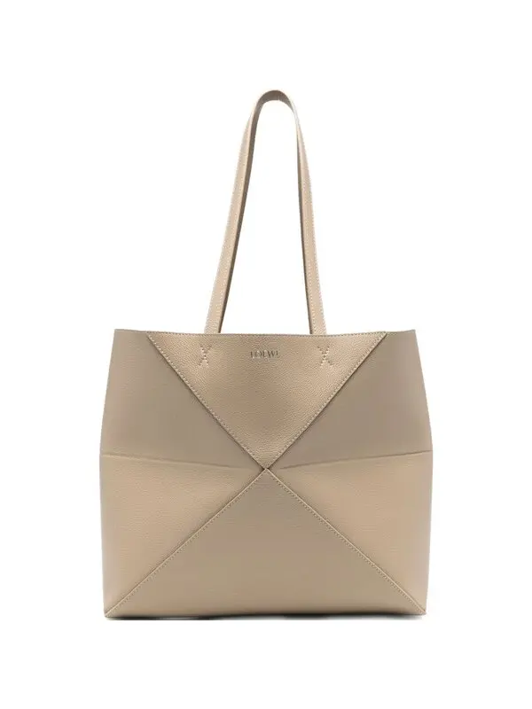 Loewe Puzzle Fold Leather Tote - Grey