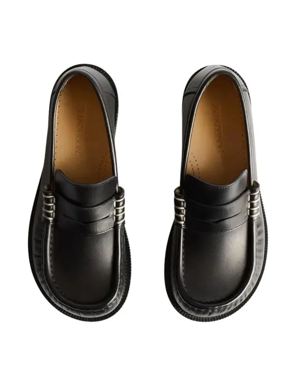 JW Anderson Moccasin Loafer With Contrast Stitching - Black