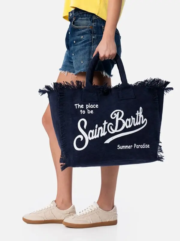 MC2 SAINT BARTH Tote Bag With Fringe Detail - Blue