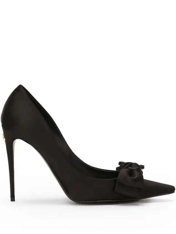 Dolce & Gabbana Satin Pumps With Gold-tone Logo Plaque