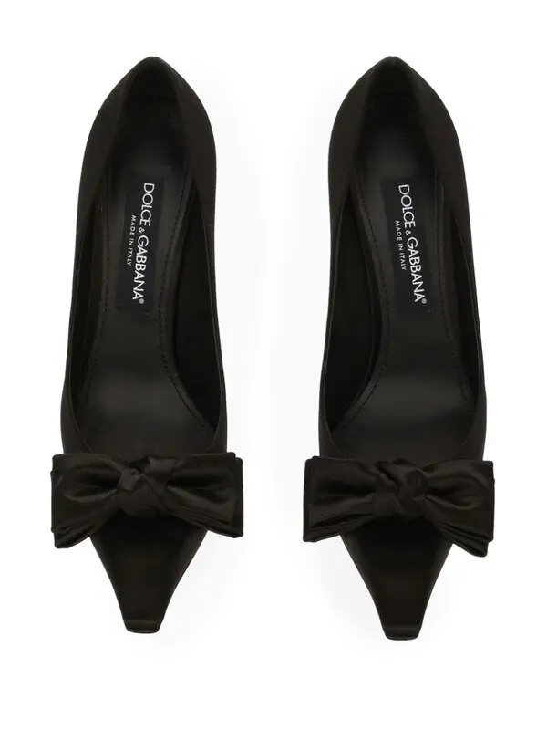Dolce & Gabbana Satin Pumps With Gold-tone Logo Plaque