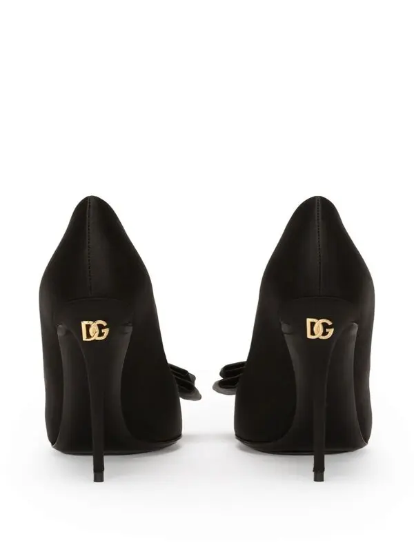 Dolce & Gabbana Satin Pumps With Gold-tone Logo Plaque
