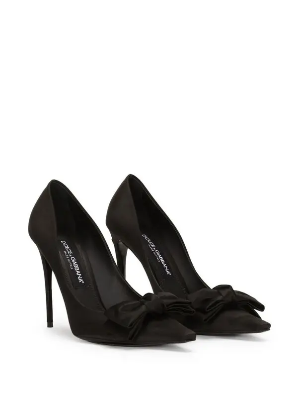 Dolce & Gabbana Satin Pumps With Gold-tone Logo Plaque
