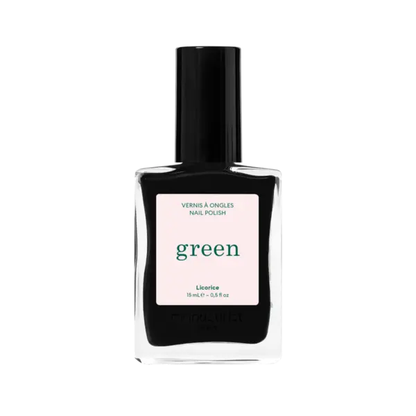 MANUCURIST Green Nail Polish, Quick Dry, Non-toxic Nail Polish With Gel-like Finish - Licorice (a Black)