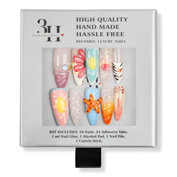 3H NAILS Sunset Shoreline Handmade Press-on Nails - One-color