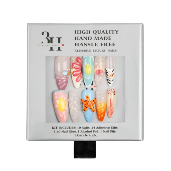 3H NAILS Sunset Shoreline Handmade Press-on Nails - One-color