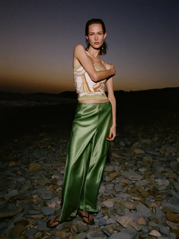 REFORMATION Gale Satin Short Pant - Green