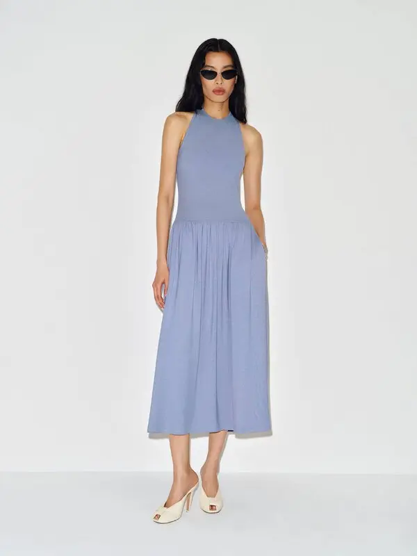 REFORMATION Clara Knit Midi Dress - Blue