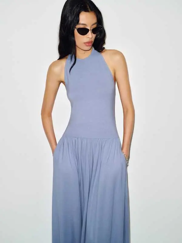 REFORMATION Clara Knit Midi Dress - Blue