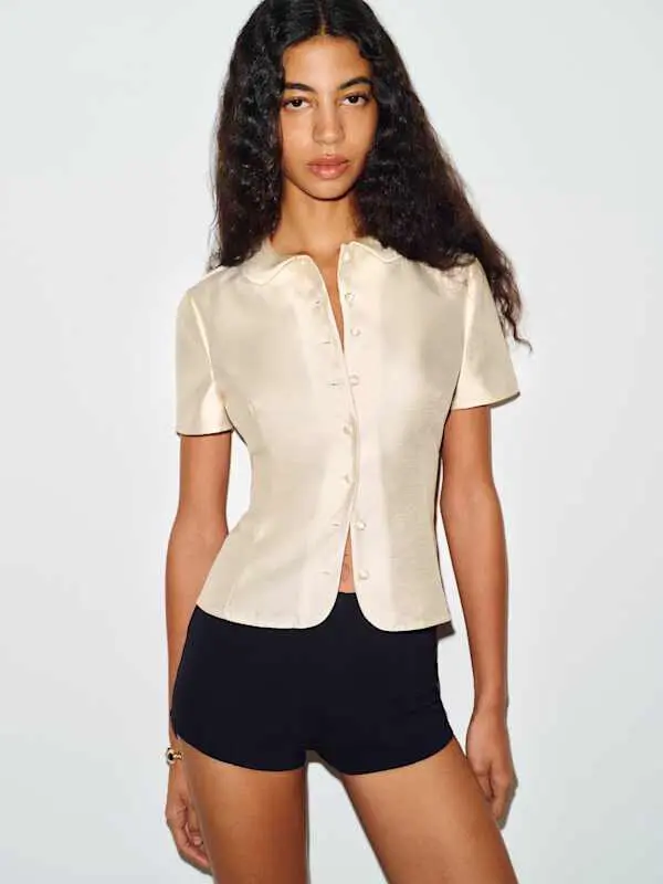 REFORMATION Collared Button-front Top